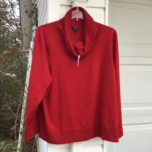 Talbots | Sweaters | Nwt Talbots Pretty Red Merino Cowl Turtleneck ...
